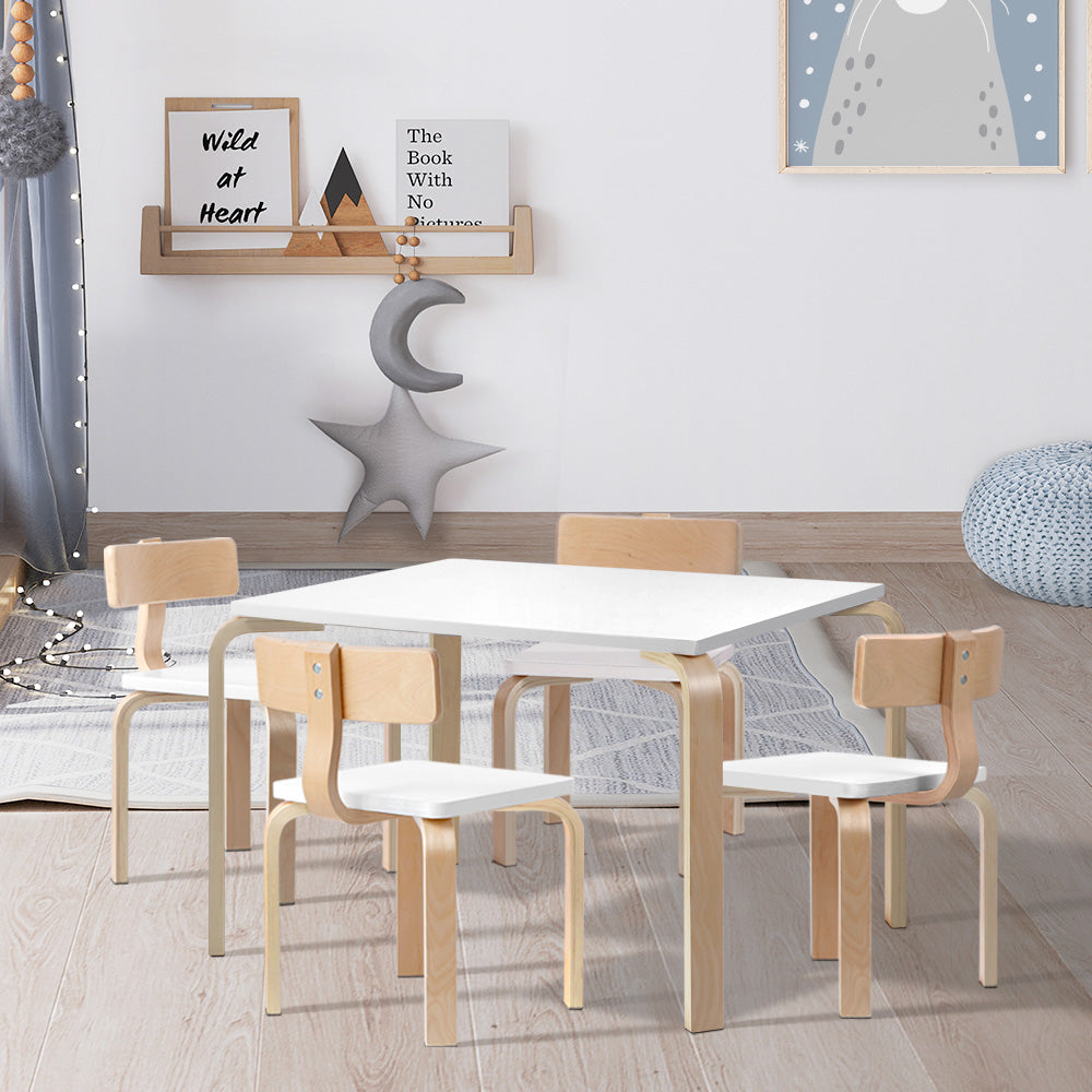 Keezi Nordic Kids Table Chair Set Desk 5PC Activity Dining Study Child