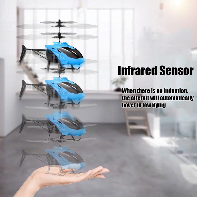 Mini RC Infrared Induction Helicopter Aircraft Drone Flashing Light To